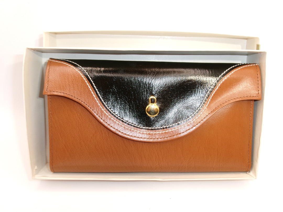 Vtg Princess Gardner Leather Wallet Brown & Black Bifold Check Book ...