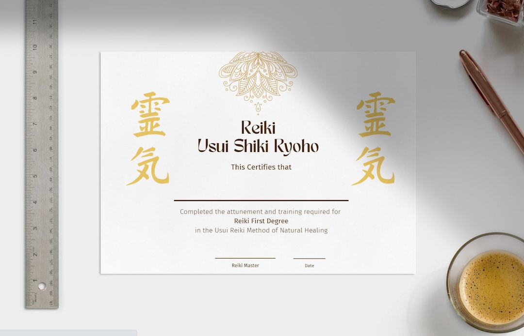 Reiki Certificates Levels I, II, III and Master, Editable PDF, Reiki ...