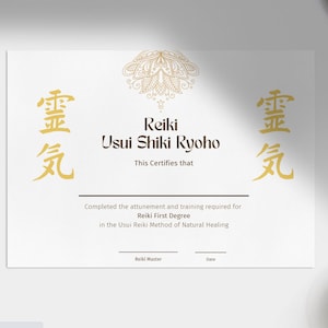 Reiki Certificates - Levels I, II, III and Master, Editable PDF, Reiki ...