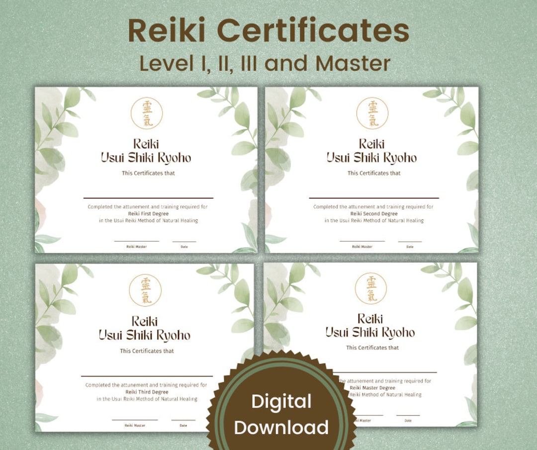 Editable Reiki Certificate Template – Levels I-master (PDF) - Etsy