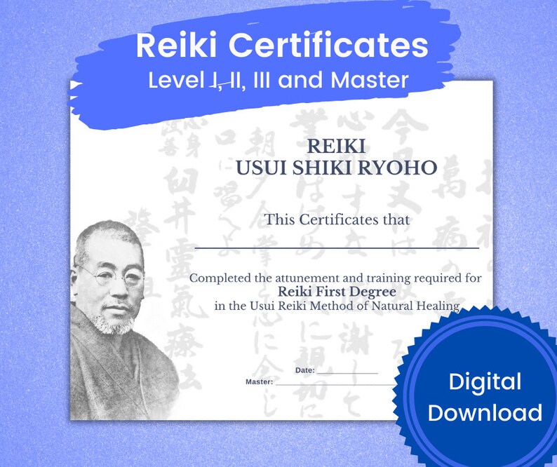 Reiki Certificates - Levels I, II, III and Master, Editable PDF, Reiki ...