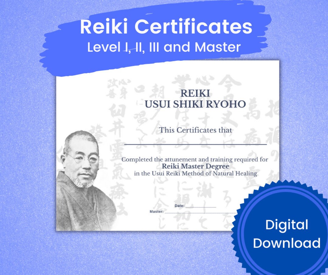 Reiki Certificates - Levels I, II, III and Master, Editable PDF, Reiki ...