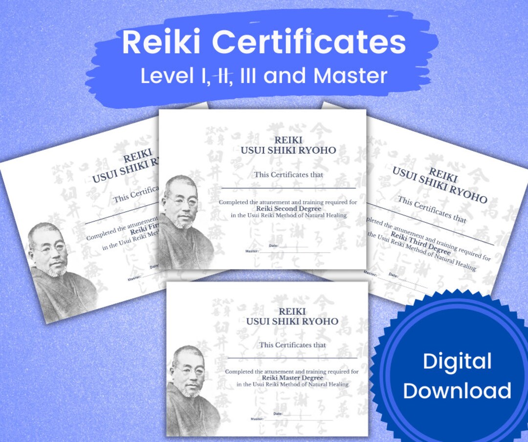 Reiki Certificates - Levels I, II, III and Master, Editable PDF, Reiki ...