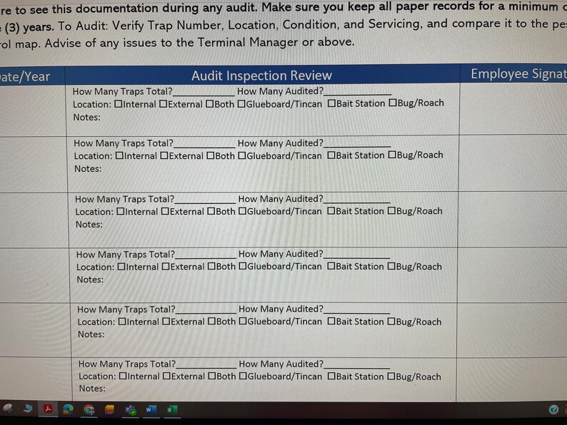 HACCP Compliant Pest Control Audit Form - Etsy