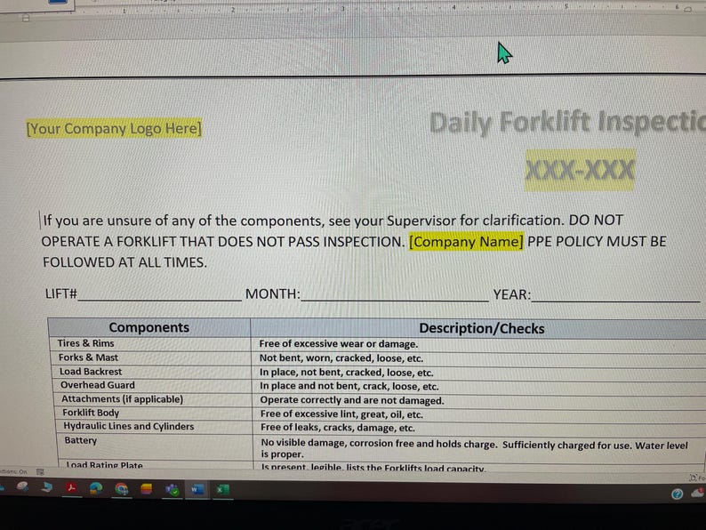 DAILY FORKLIFT INSPECTION Checklist/template - Etsy