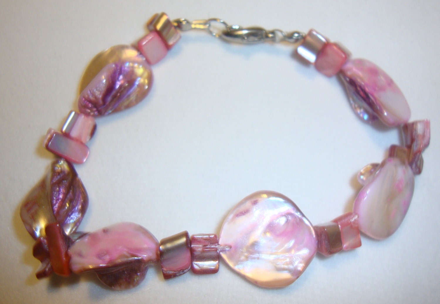Pink Beaded Stone Bracelet - Etsy