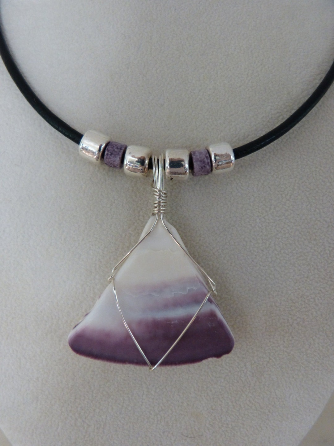 Cape Cod Wampum Shell Necklace Wrapped in Argentium Silver on Black ...