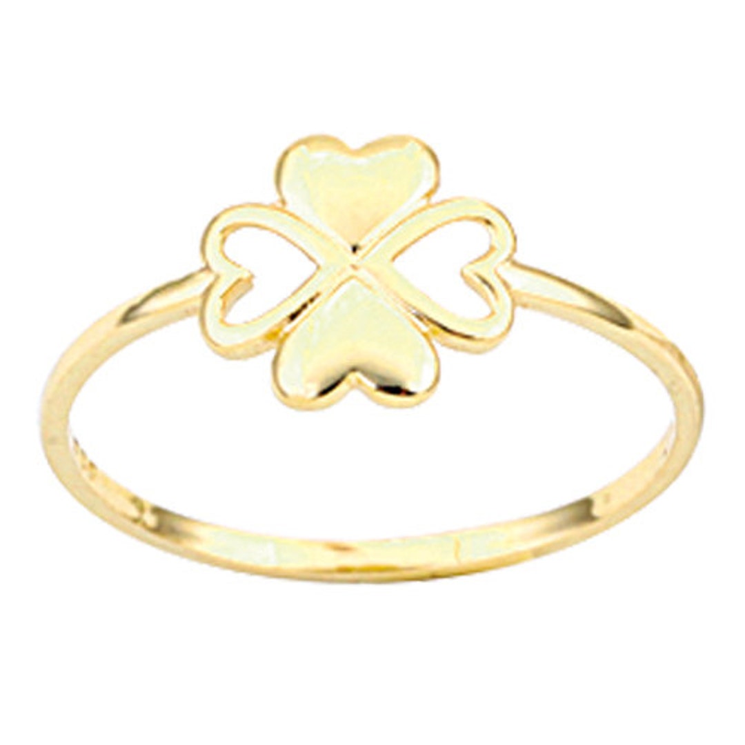 Four Leaf Clover 14k Solid Gold Ring - Etsy