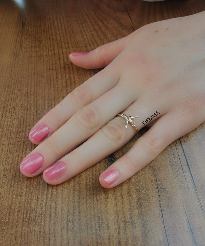 Airplane 14k Solid Gold Ring Aviation Gifts for Women - Etsy