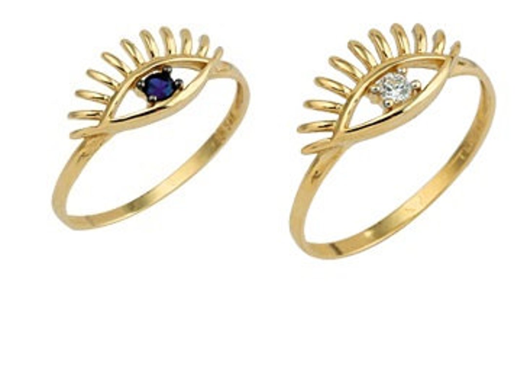 Lucky Eye 14k Solid Gold Ring Different Stone Color Options Available ...