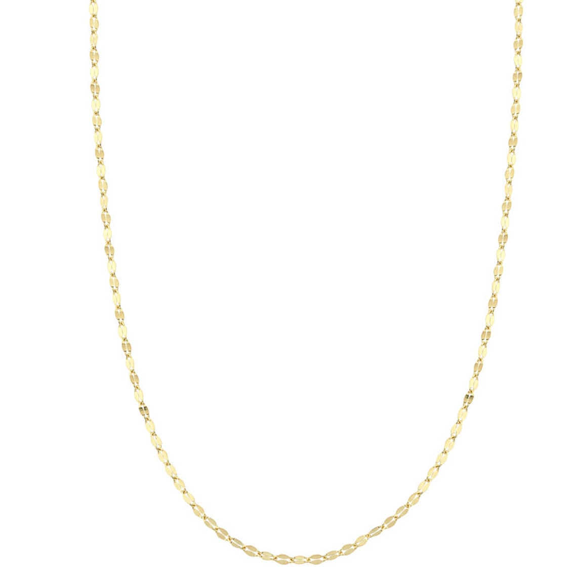 14k Solid Gold Sequin Faceted Chain Necklace, 1.5 Mm Mirrored Dainty ...