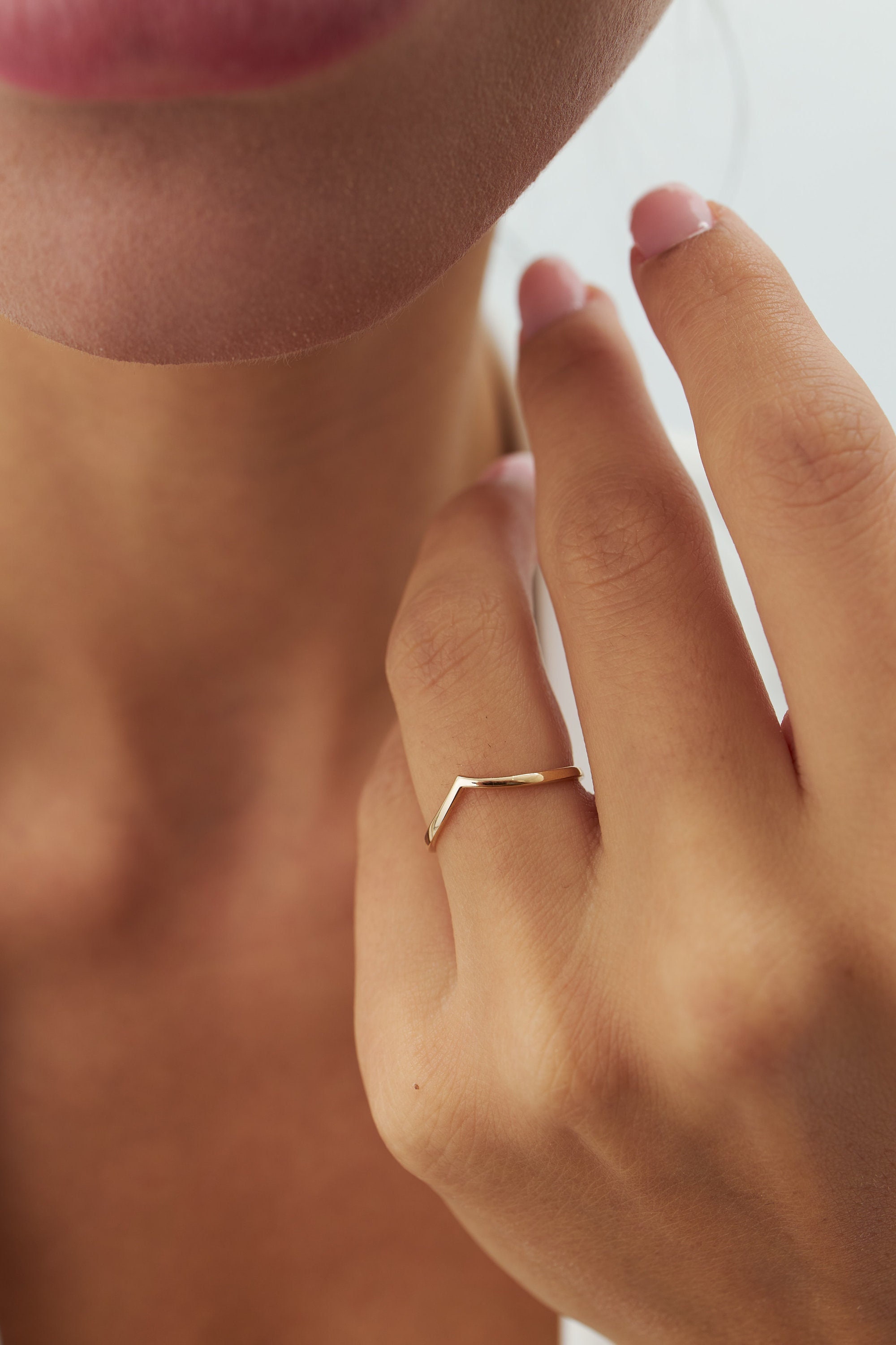 Dainty Stackable V Shaped 14k 18k Solid Gold Ring Chevron - Etsy Australia