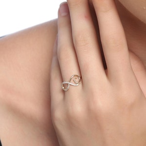 Infinity Heart 14k Solid Gold Ring Yellow Gold - Etsy
