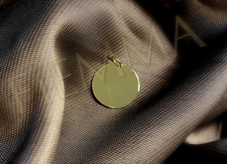 14k Solid Gold Custom Engrave Disc Pendant Personalized Solid - Etsy