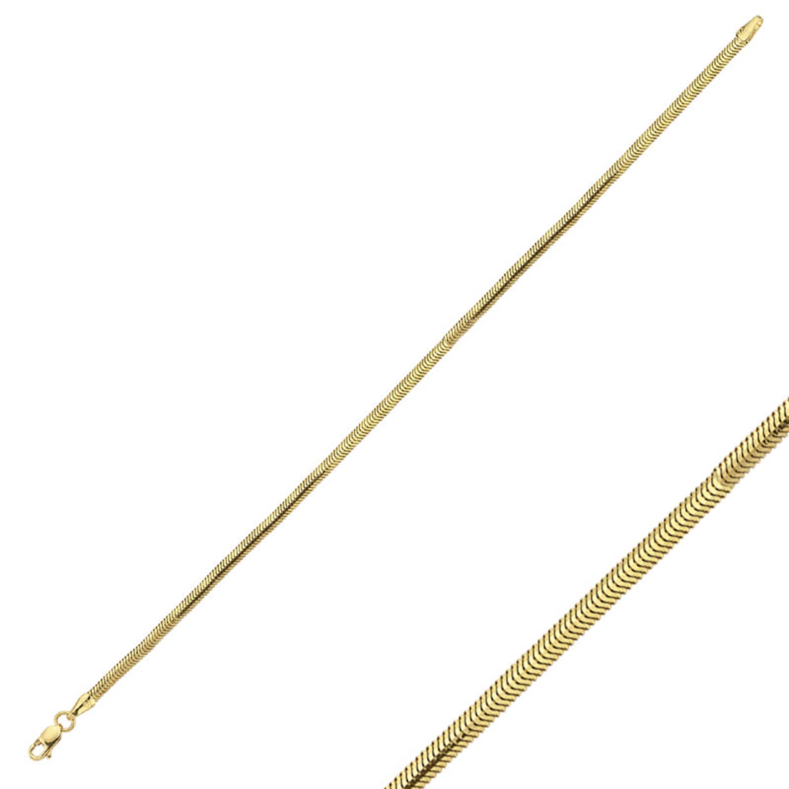 Snake Chain 14k Solid Gold Bracelet,2.5mm Width Polished Herringbone ...