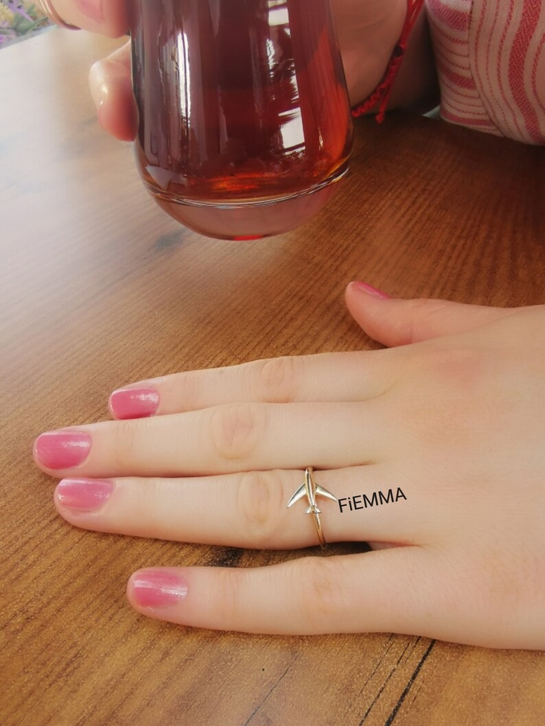 Airplane 14k Solid Gold Ring Aviation Gifts for Women, Aviation Gifts ...