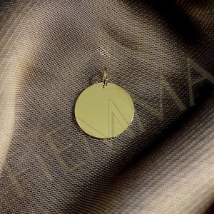 14k Solid Gold Custom Engrave Disc Pendant, Personalized Solid Gold ...
