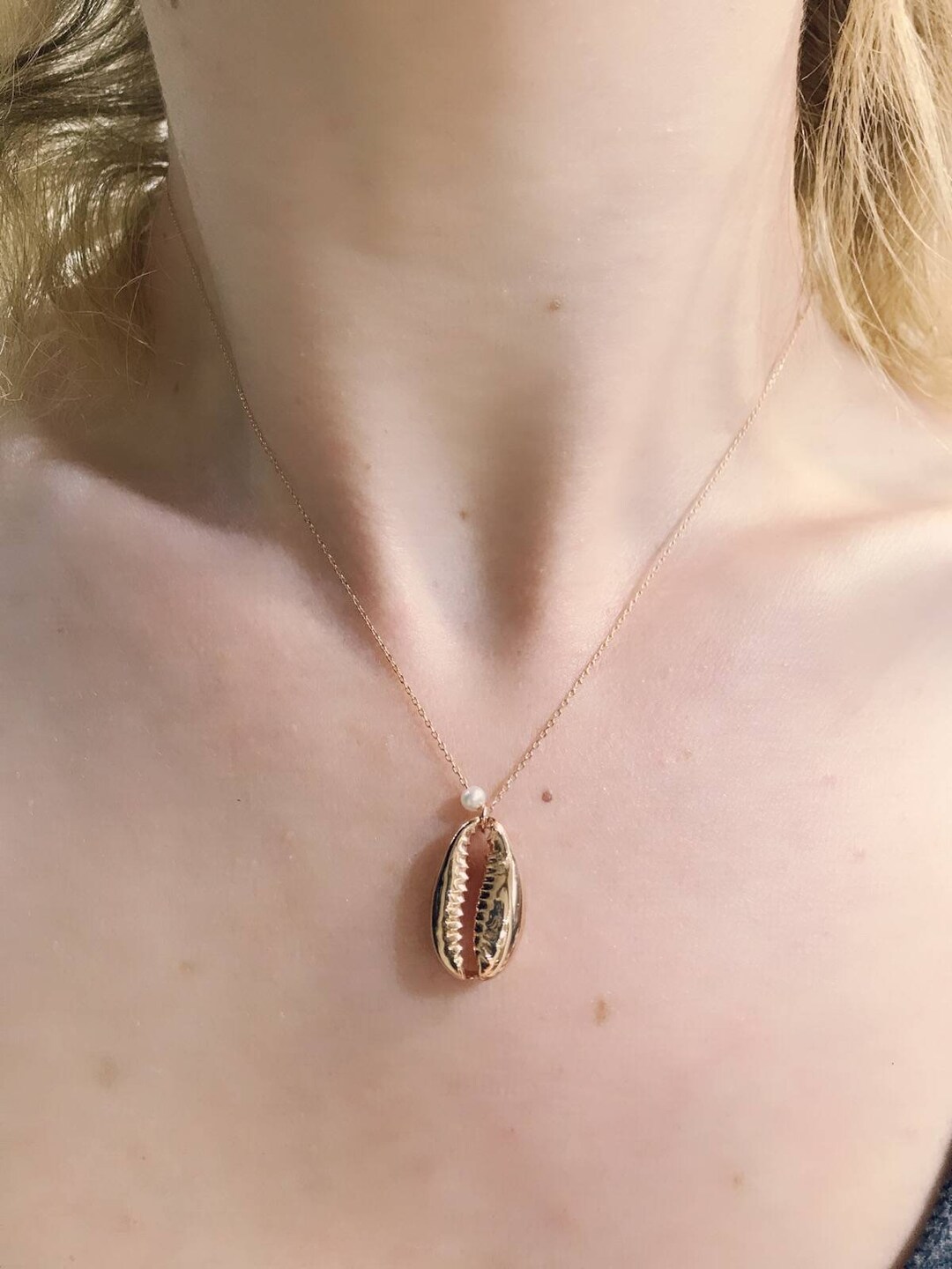 Cowrie Seashell 14k Solid Gold Necklace - Etsy