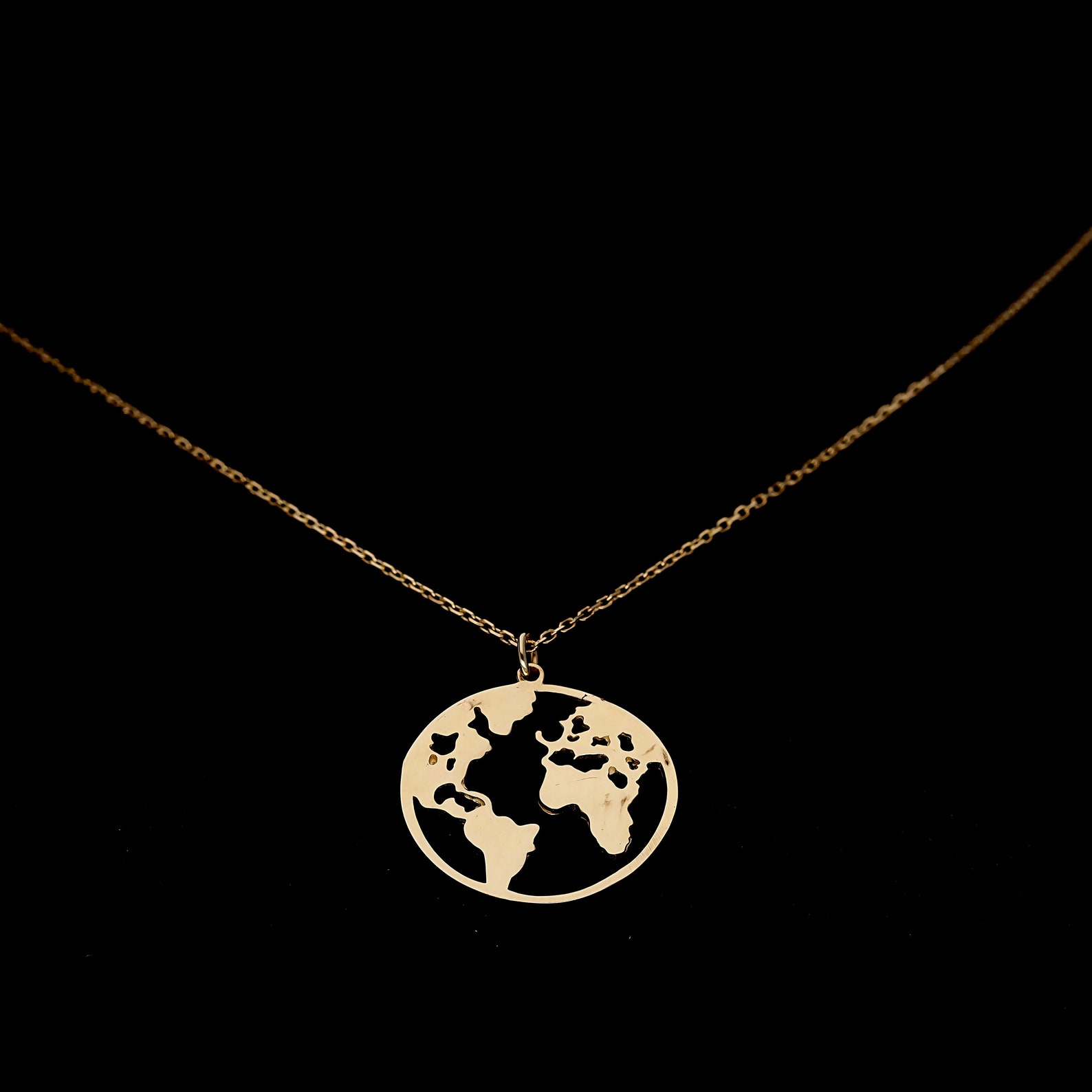 Earth 14k Solid Gold Necklace World Necklace World Map - Etsy