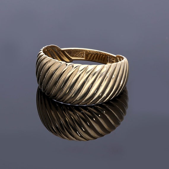 GroBer Croissant Dome 585 Gold Ring groBer Gold Twist Ring feiner Schmuck Geschenk fur sie Goldring Etsy