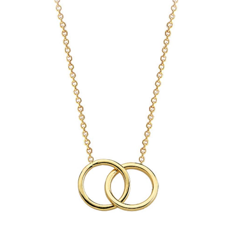 Two Rings 14K Solid Gold Necklace Interlocking Rings - Etsy