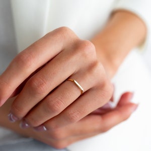 Rectangle Bar 14k Solid Gold Ring, Minimalist Design, Dainty Ring ...