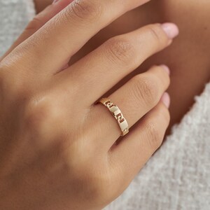 Chain Bar 14k Solid Gold Ring, Link Chain Ring, 4.5 Mm Dainty Ring ...