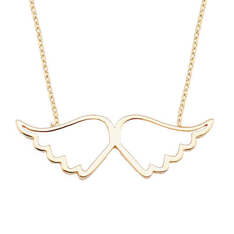 Angel Wings 14k Solid Gold Necklace - Etsy