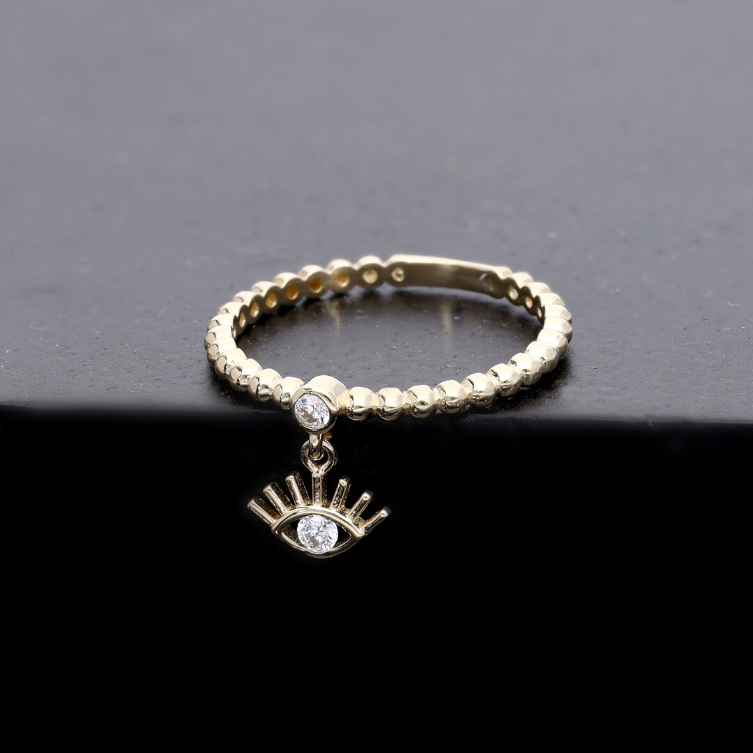Eye 14k Solid Gold Ring, Dainty Ring, Modern Design, Minimalist Design ...