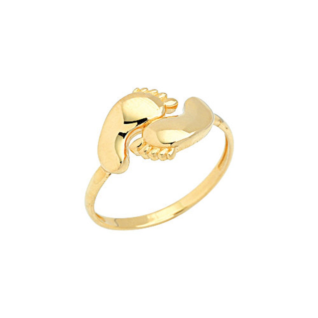 Baby Feet 14k Solid Gold Ring Best Design Best Gift for Mother - Etsy