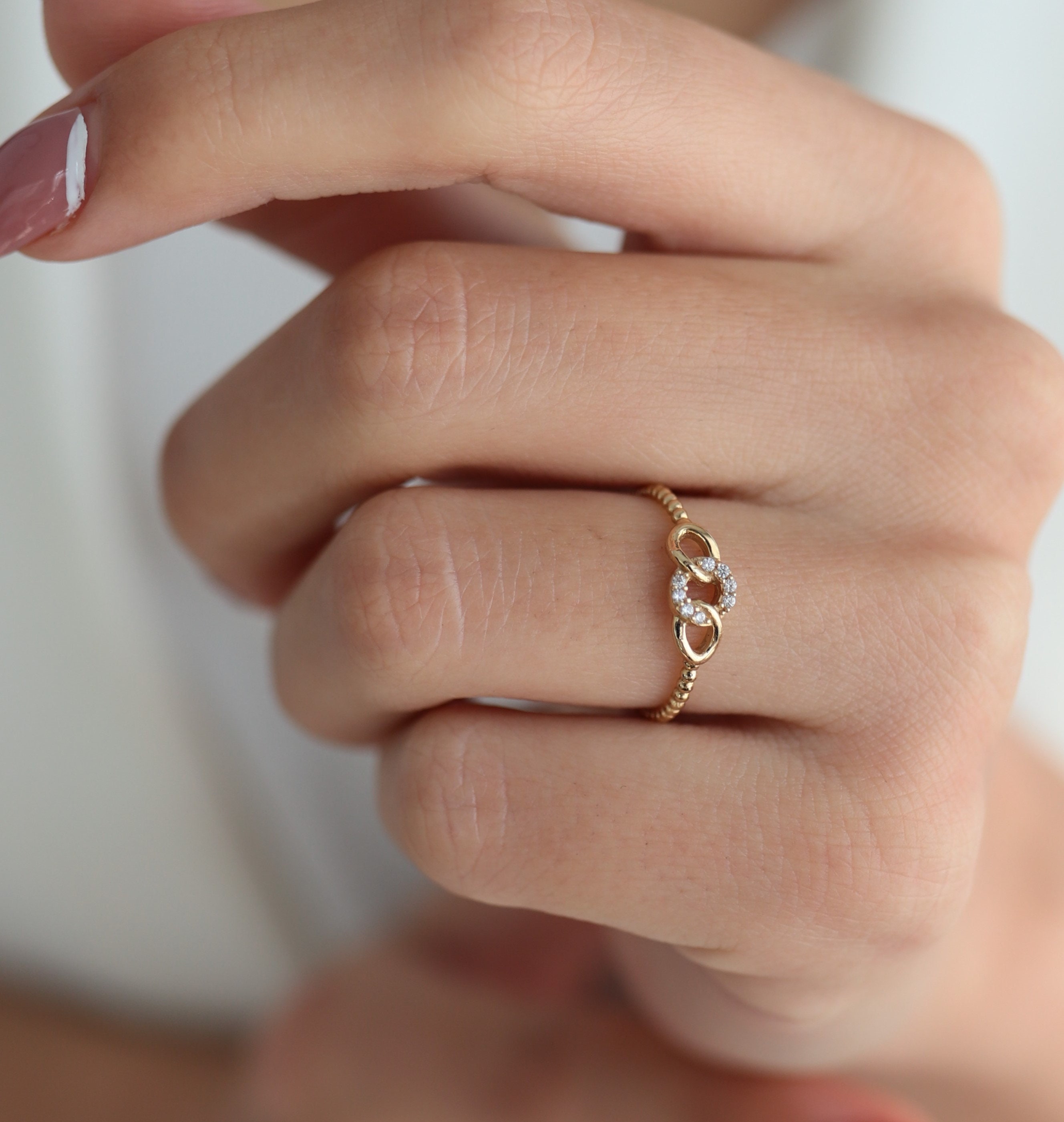 Three Rings 14k Solid Gold Diamond Ring İnfinity Ring Great - Etsy