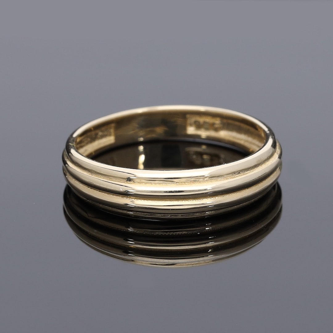 Doomed Band 14k Solid Gold Ring Camber Ring Wawy Lines Ring Wave Ring ...