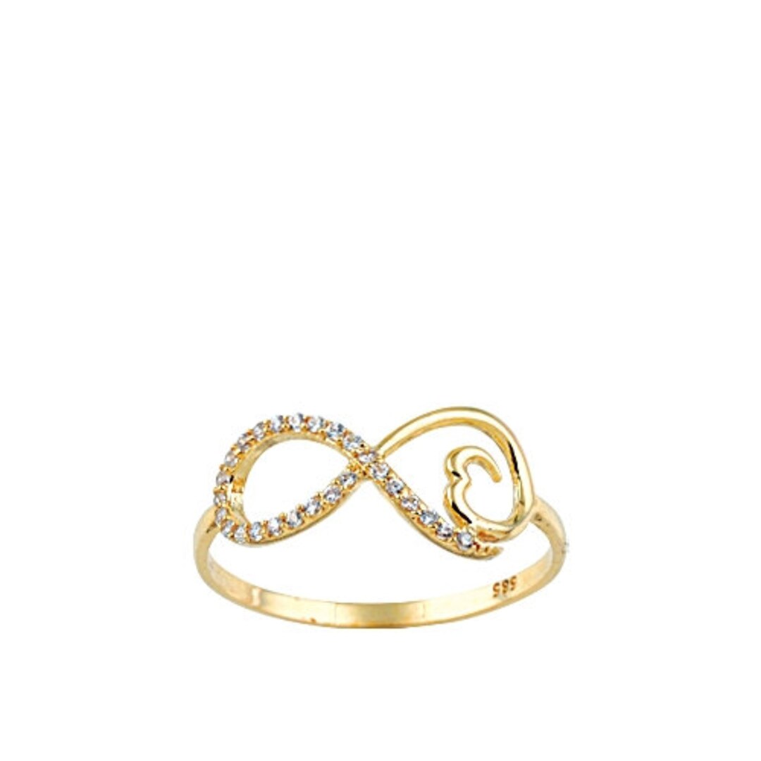 Infinity Heart 14k Solid Gold Ring Yellow Gold - Etsy