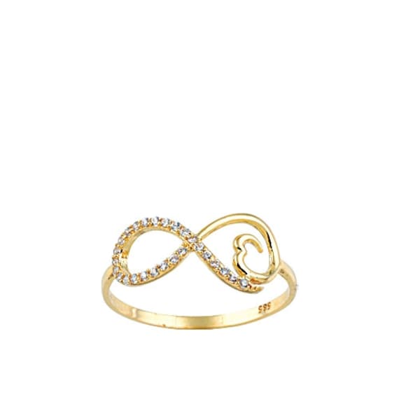 Infinity Heart 14k Solid Gold Ring Yellow Gold - Etsy