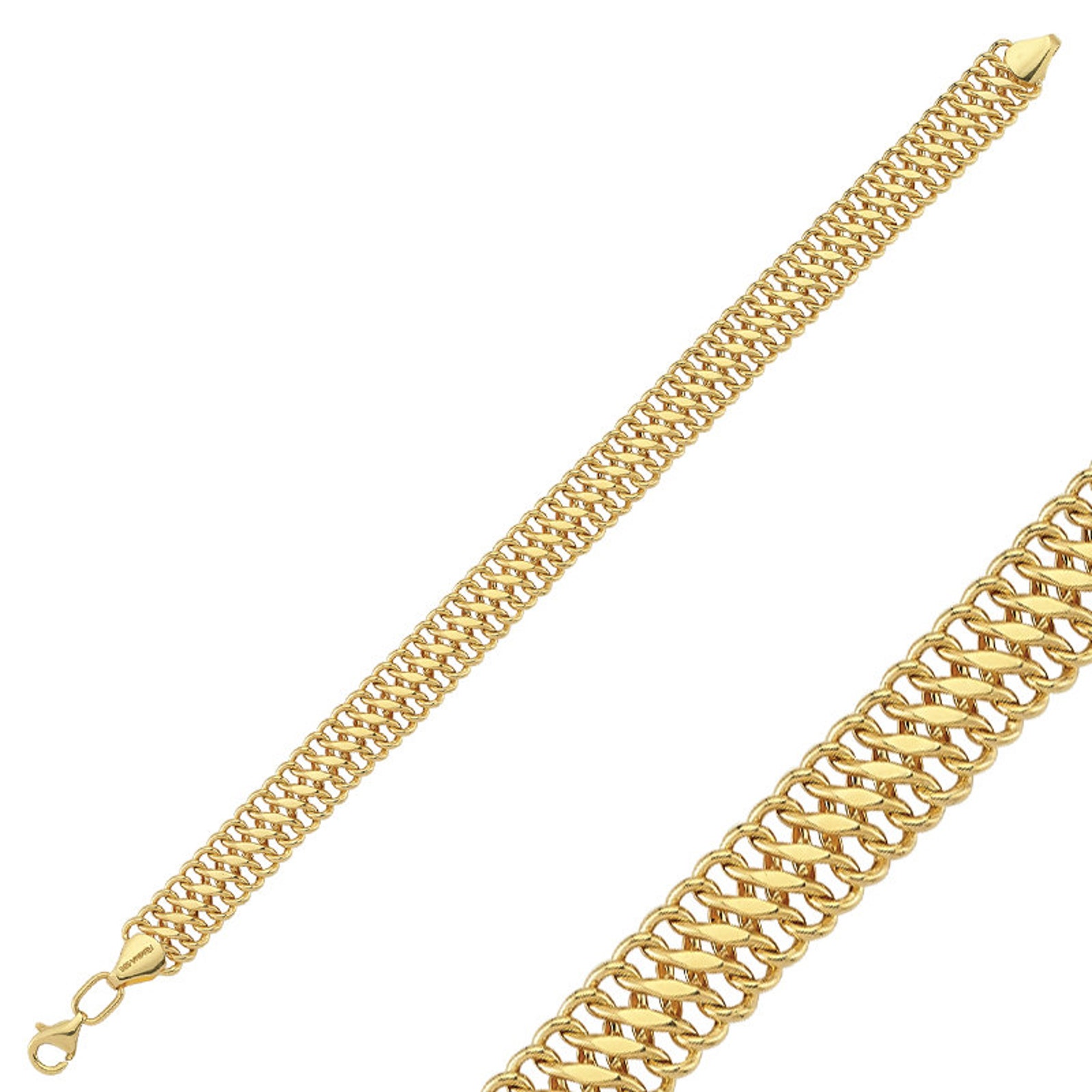 Double Curb Chain 14k Real Gold Bracelet 8.3 Mm Chain - Etsy Australia