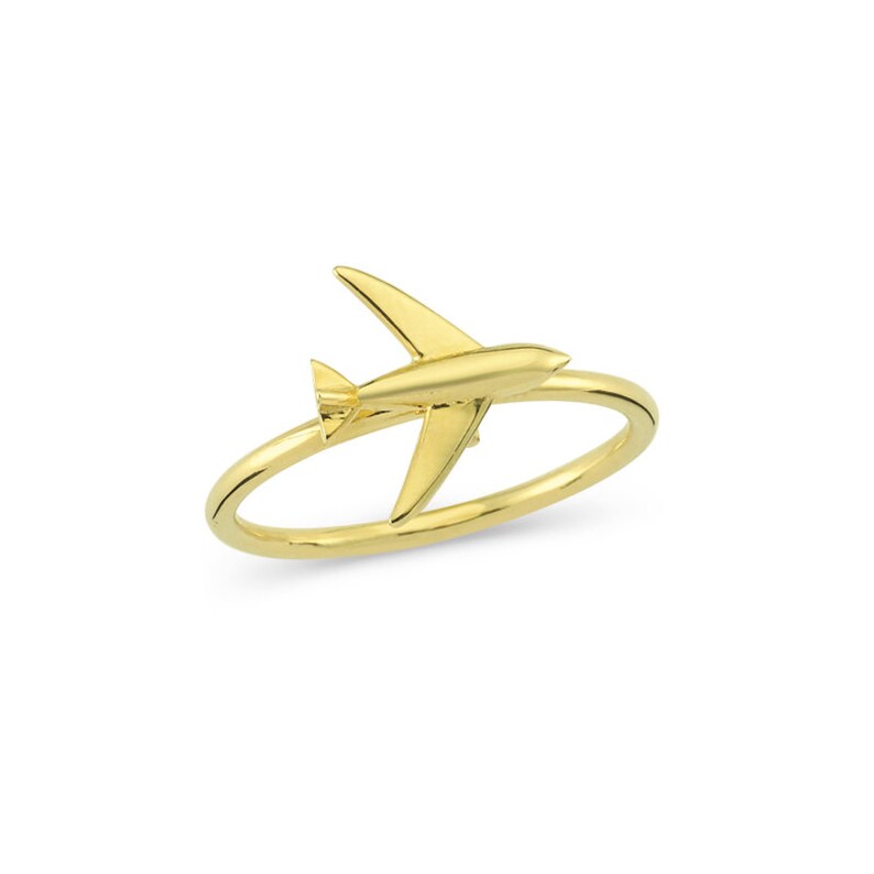 Airplane 14k Solid Gold Ring Aviation Gifts for Women - Etsy