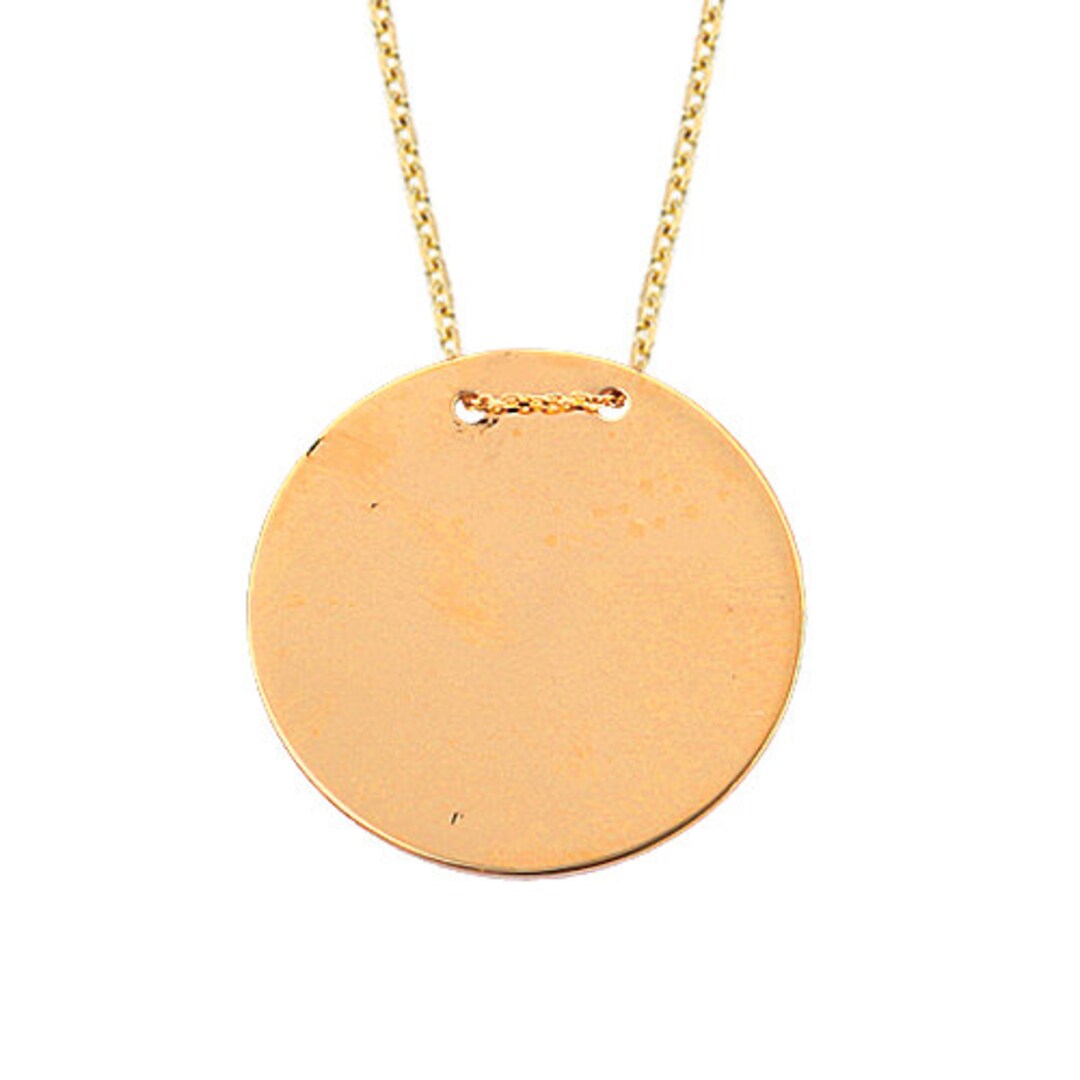 Disc Name Tag 14k Solid Gold Necklace - Etsy
