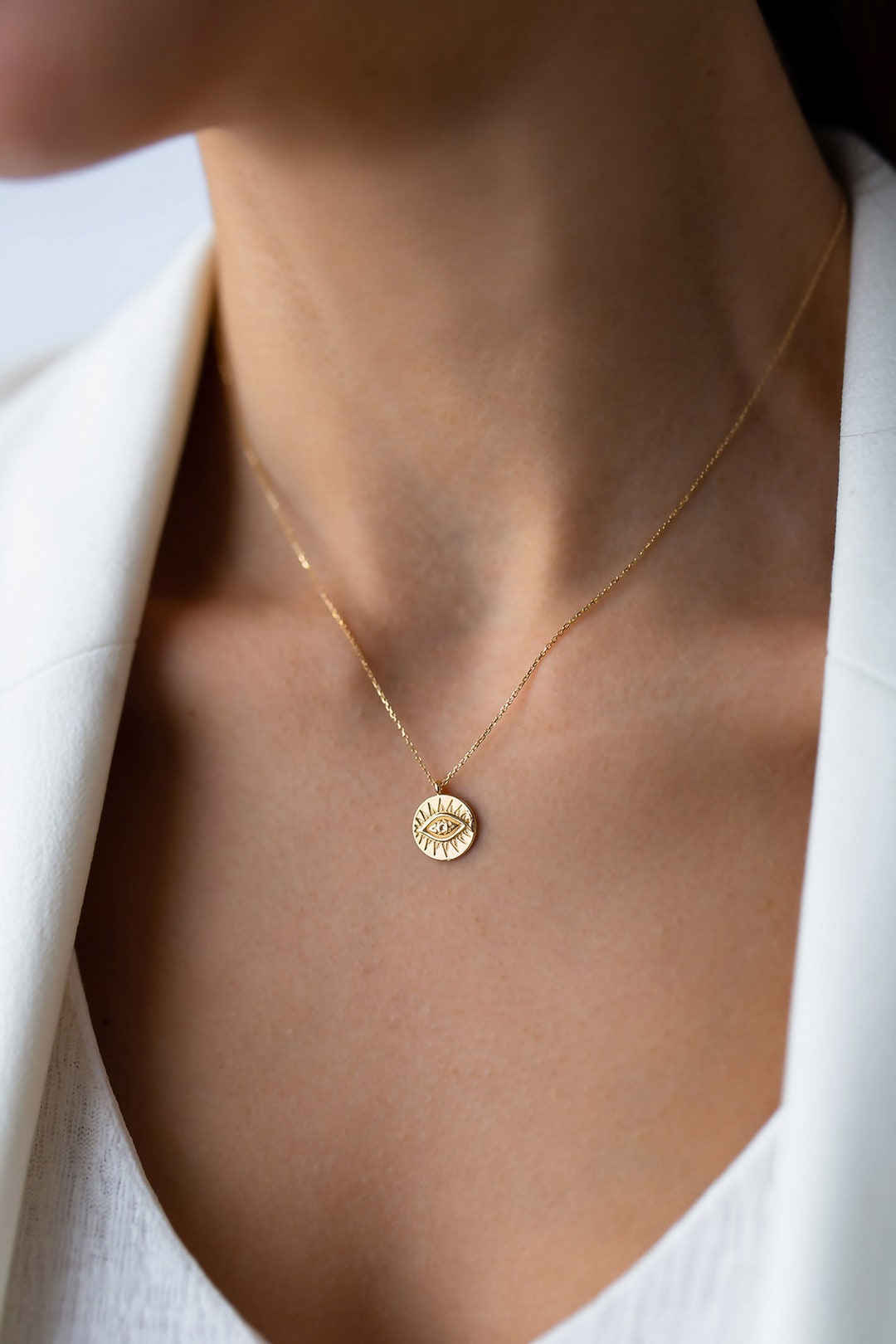 Ra Eye 14k Solid Gold Necklace Eye of Ra Necklace - Etsy