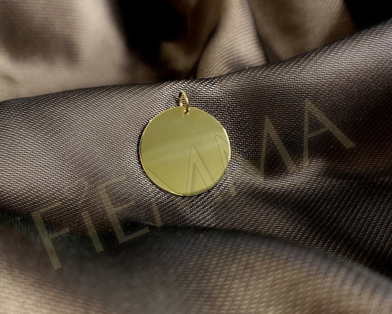 14k Solid Gold Custom Engrave Disc Pendant Personalized Solid - Etsy