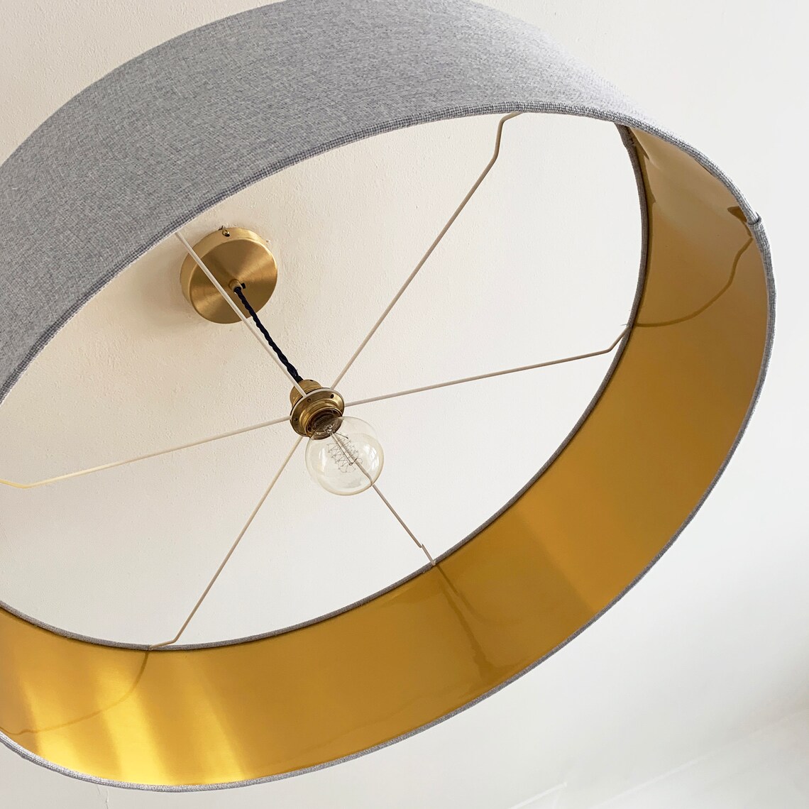 Brushed Gold Lampshade Ceiling Shade Table Lamp Drum | Etsy