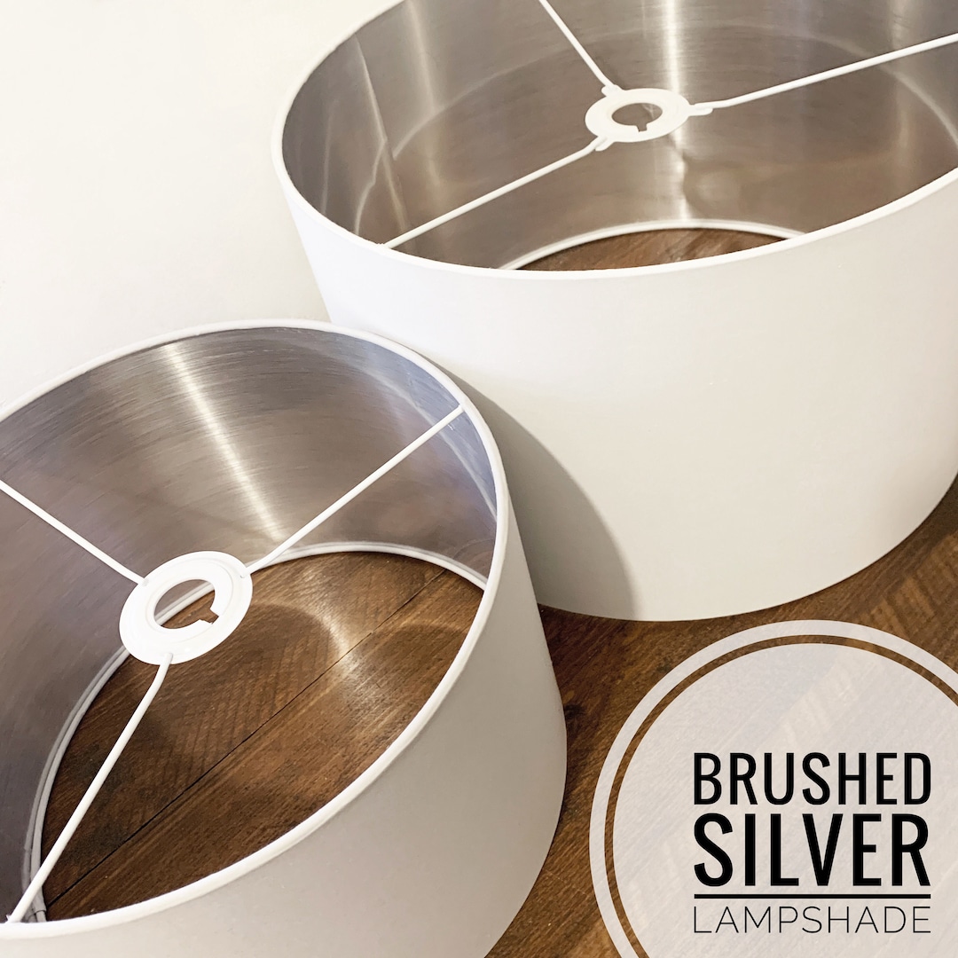 Brushed Silver Lampshade | Ceiling Shade | Table Lamp | Drum Lampshade ...