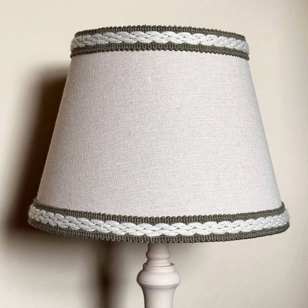 Linen Lampshade With Braided Trim | Table Lamp | Lamp | Shade ...