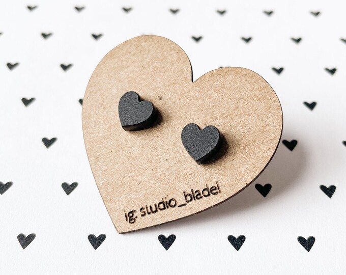 Mini Black Heart Studs Valentine's Day - Etsy