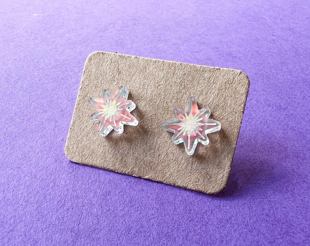Iridescent Star Stud Earrings, Celestial Earrings, Acrylic Studs ...