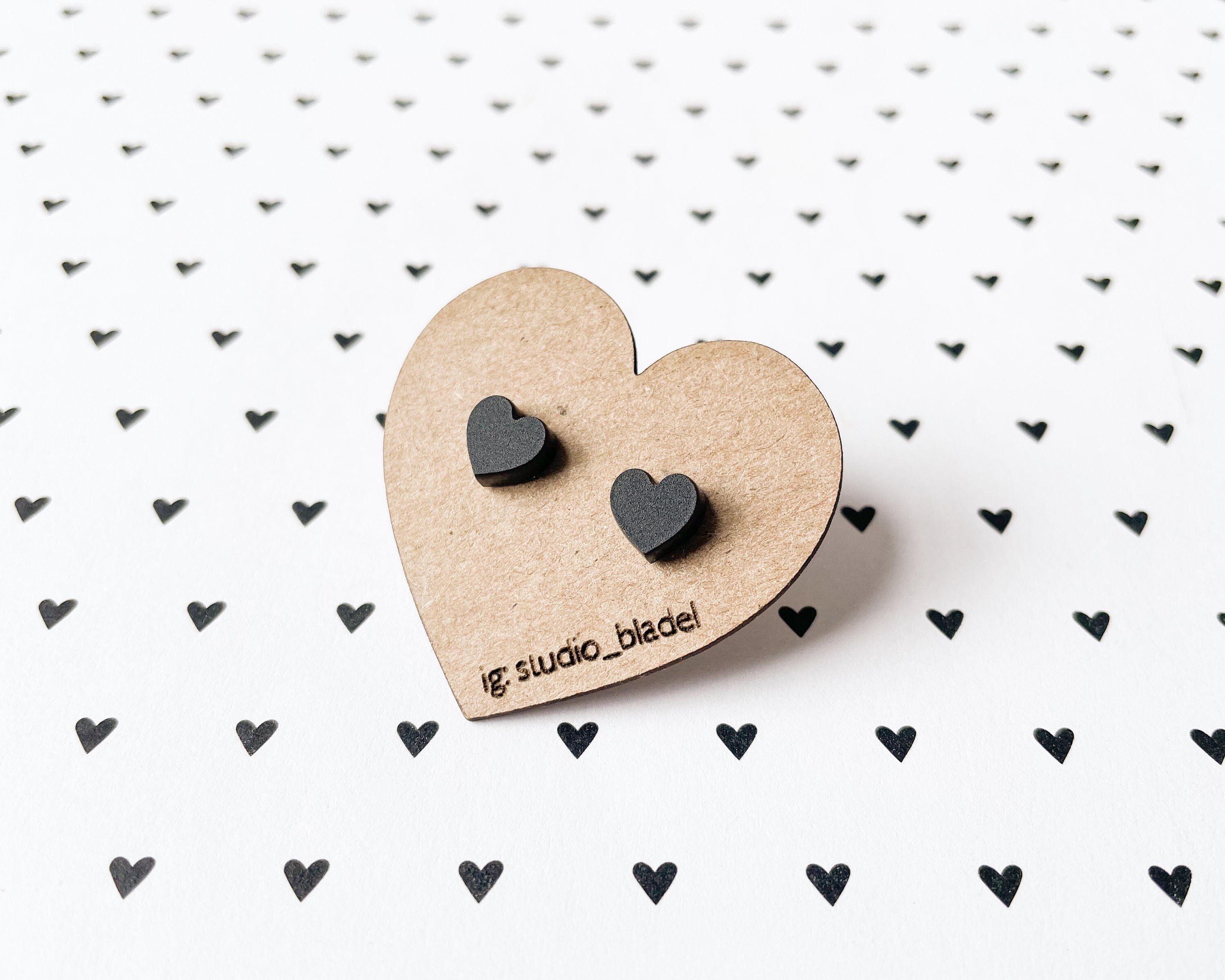 Mini Black Heart Studs Valentine's Day | Etsy