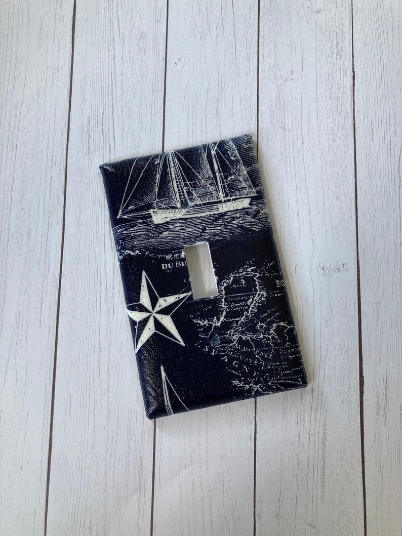 Nautical Navy Blue Compass Sailing Ship Map Light Switch Plate - Etsy