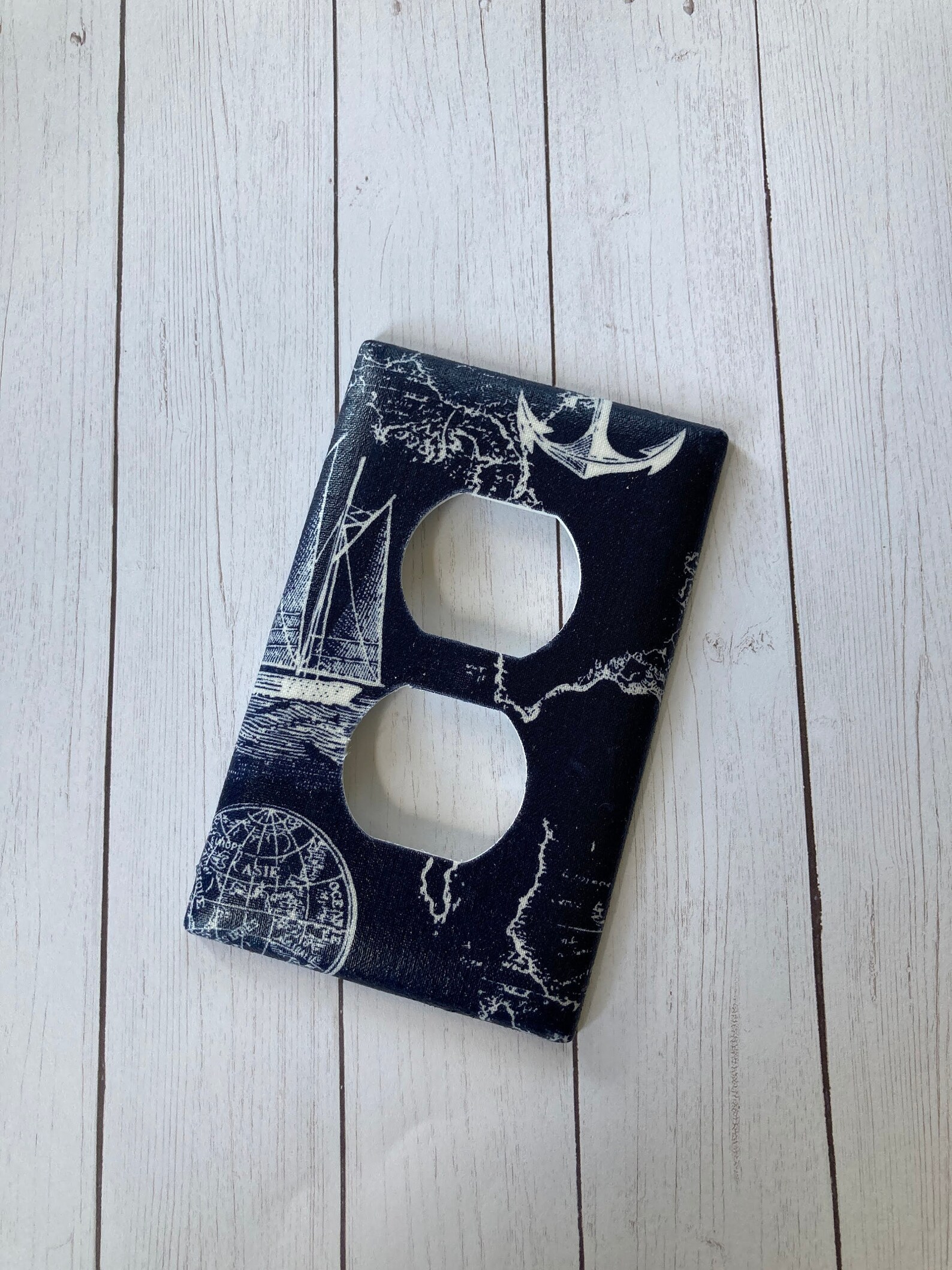 Nautical Navy Blue Compass Sailing Ship Map Light Switch Plate Outlet ...