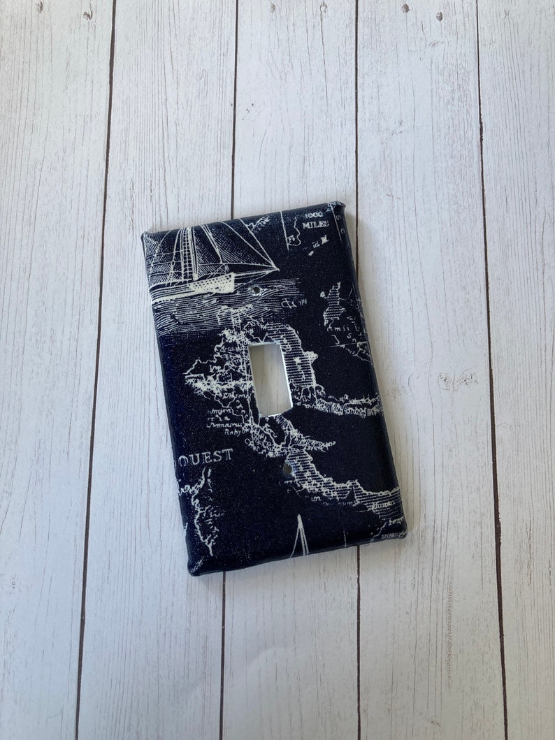Nautical Navy Blue Compass Sailing Ship Map Light Switch Plate Outlet ...