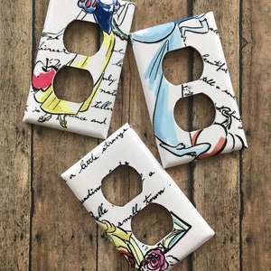 Disney Princess Light Switch Cover Outlet Cover Belle Cinderella Snow ...