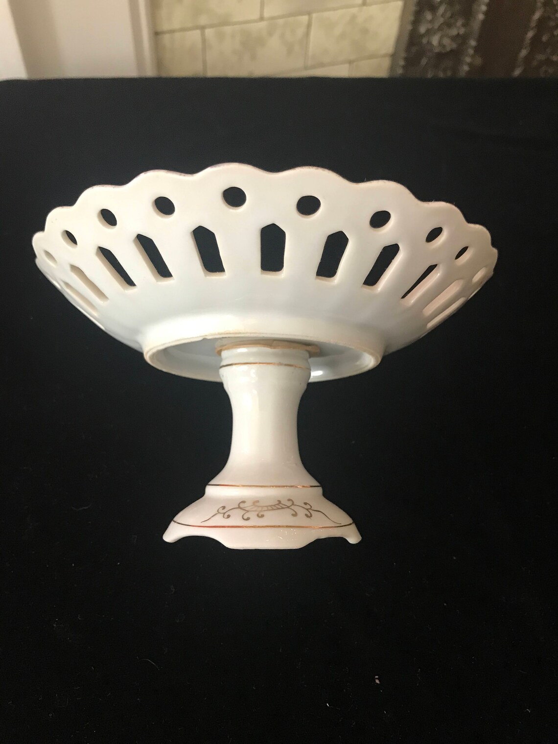 Vintage Betson Reticulated Edge Gold Rim Pedestal Candy Dish - Etsy